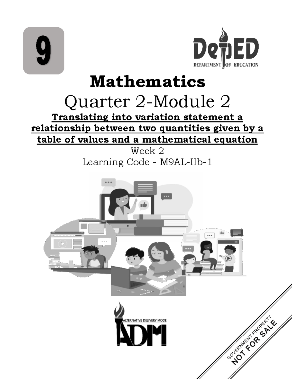 Math-9 Q2 Mod2 - Mama - Mathematics Quarter 2-Module 2 Translating into ...