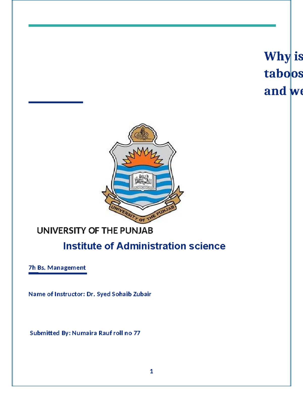 Project management - 7h Bs. Management Name of Instructor: Dr. Syed ...