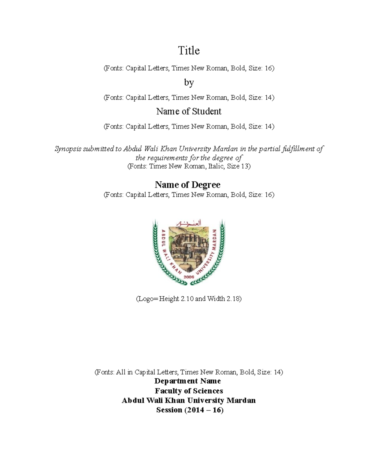 Synopsis Template New Science - Title (Fonts: Capital Letters, Times ...