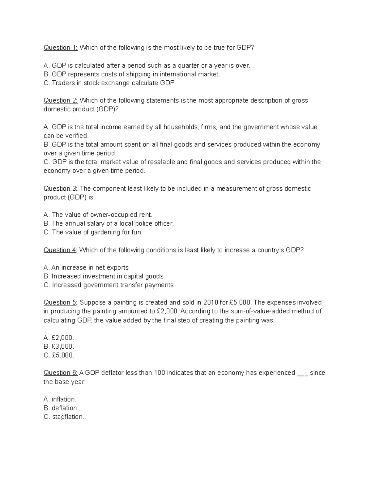 Econ Assignment 9 - Principles of Economics - Question 1: Which of the ...