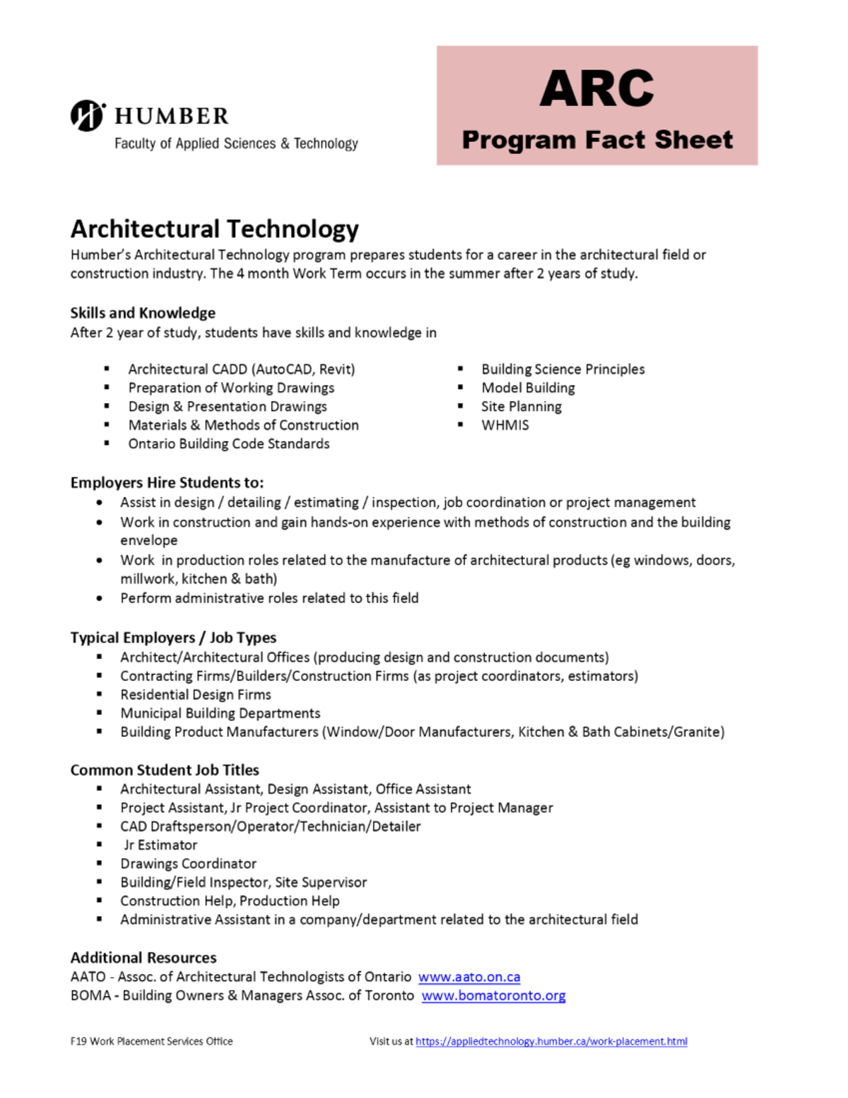 Architectural Technology Program Fact Sheet - WORK 120 - Studocu