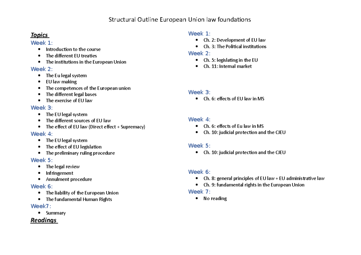 Structural outline EU foundations - Structural Outline European Union ...