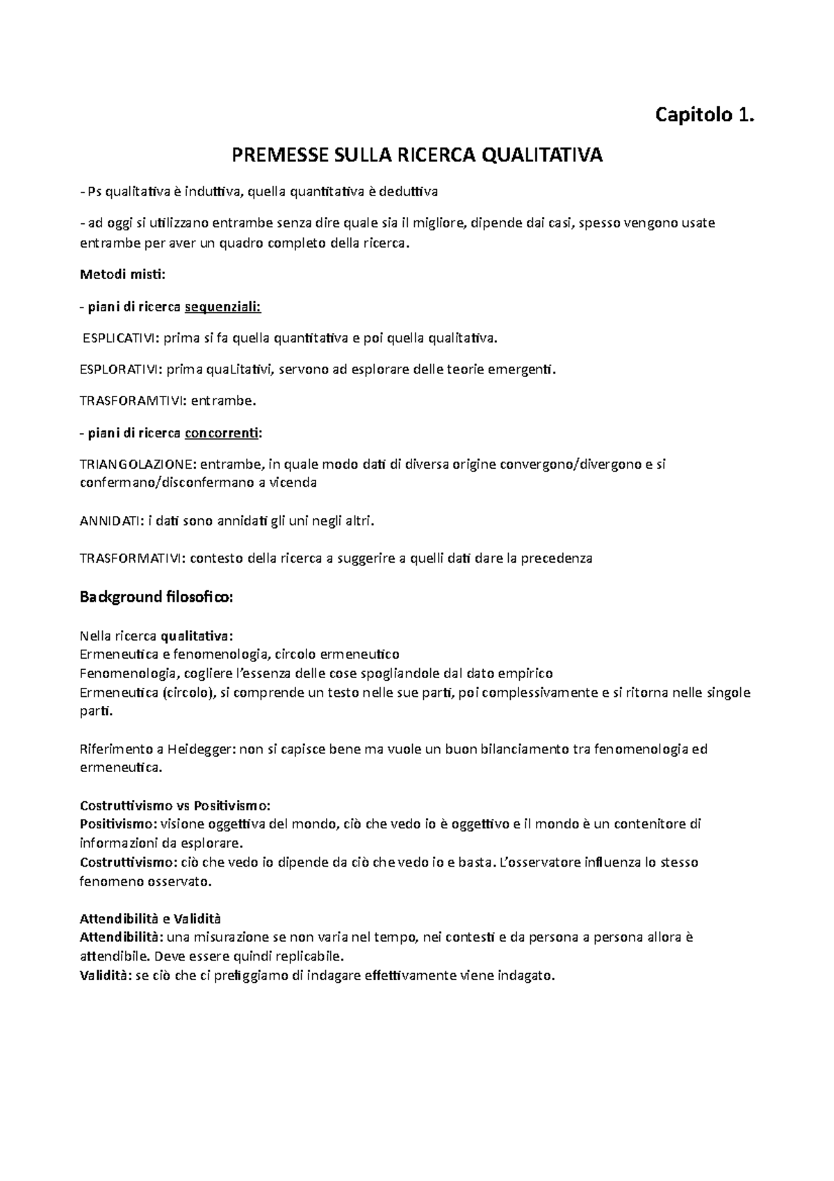 Schemi la ricerca qualitativa - Capitolo 1. PREMESSE SULLA RICERCA ...