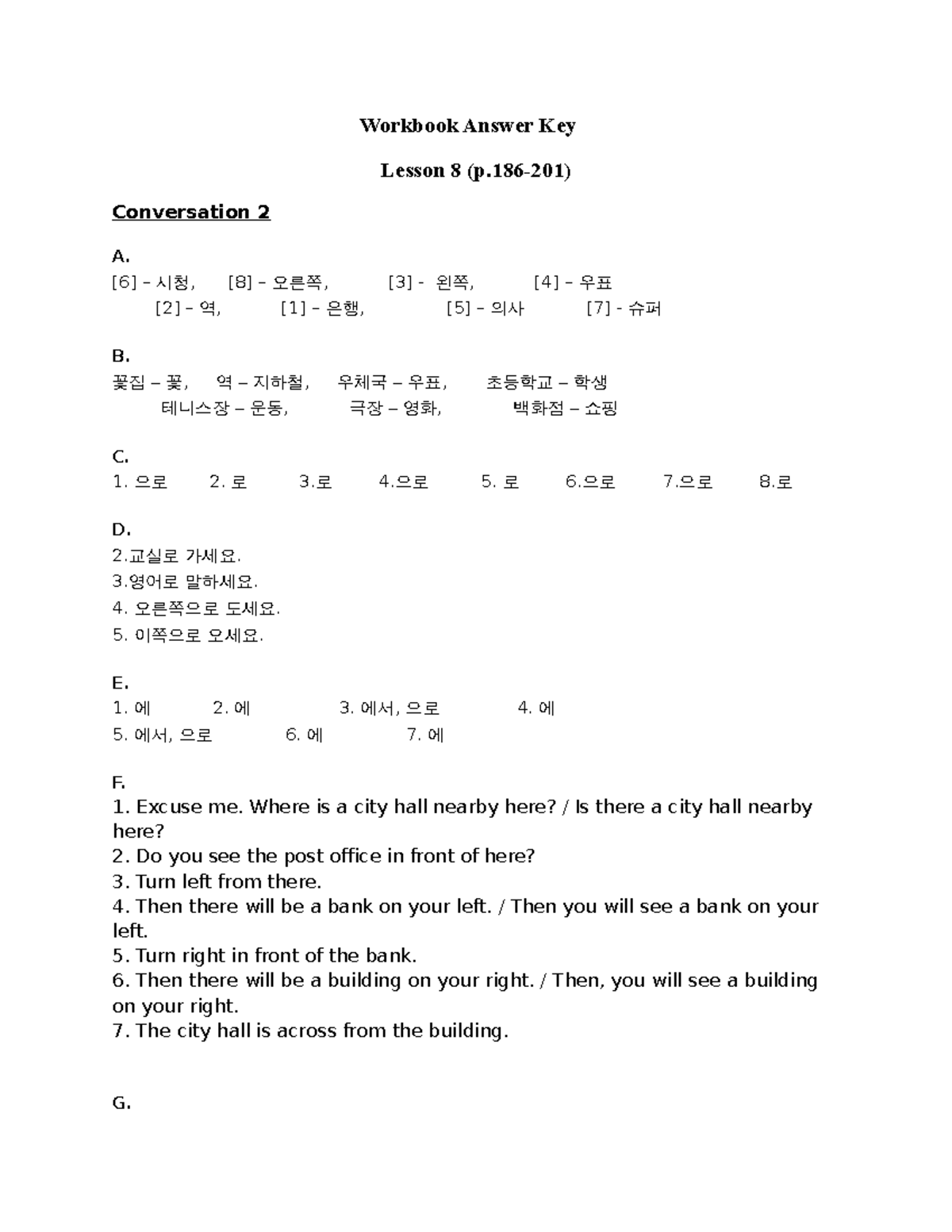 8 2 Answer Key Pp186 201 Workbook Answer Key Lesson 8 p 201