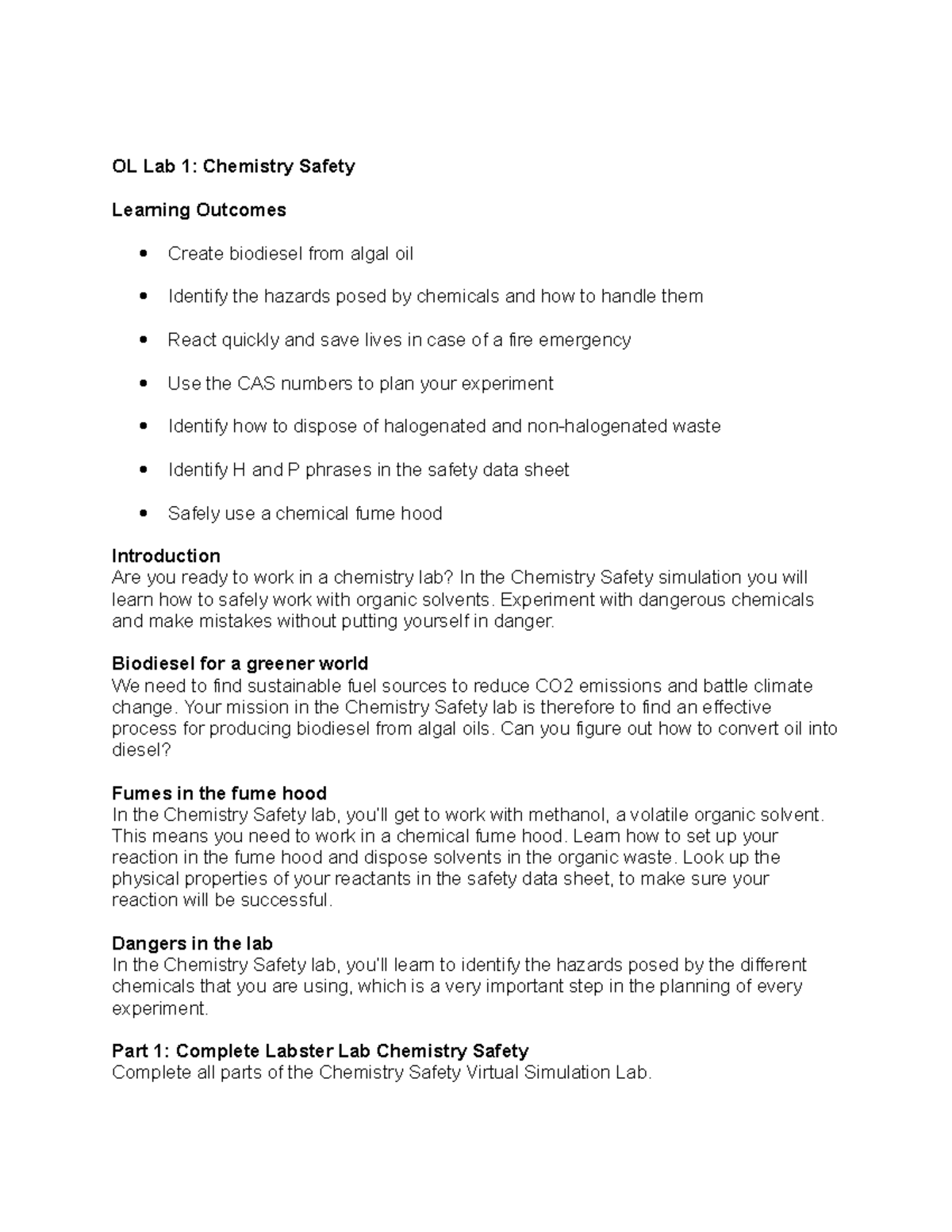 OL Lab 1-Chemistry Safety (Auto Recovered) - OL Lab 1: Chemistry Safety ...