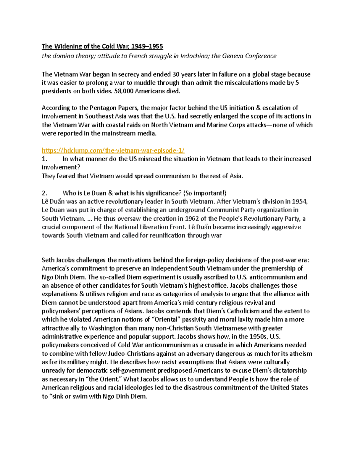 Widening of the cold war 49-55 - The Widening of the Cold War, 1949 ...