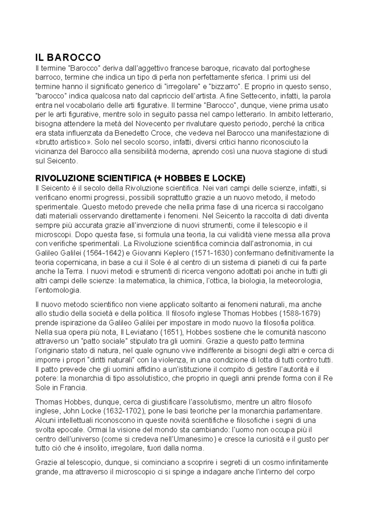 Barocco, Marinismo, Galileo Galilei - IL BAROCCO Il termine “Barocco ...