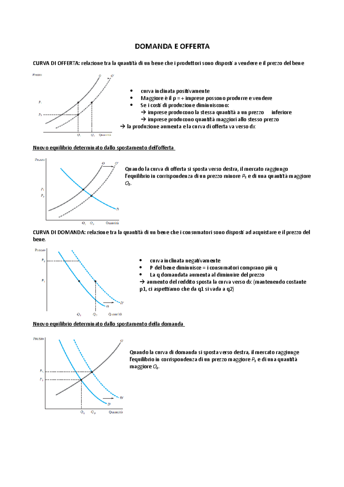 Domanda E Offerta - DOMANDA E OFFERTA CURVA DI OFFERTA: relazione tra ...