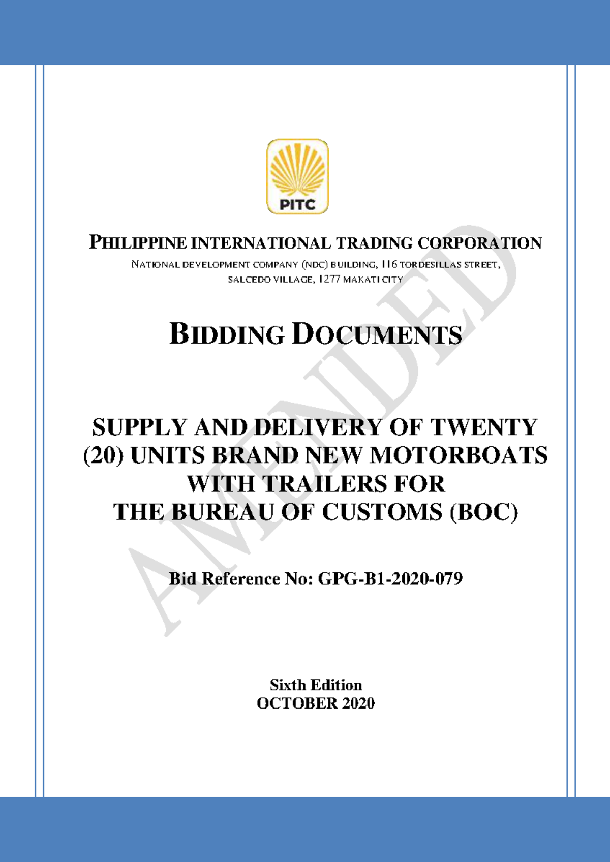 Amended Bidding Documents GPG-B1-2020-079 - BOC Motorboat - 1 ...