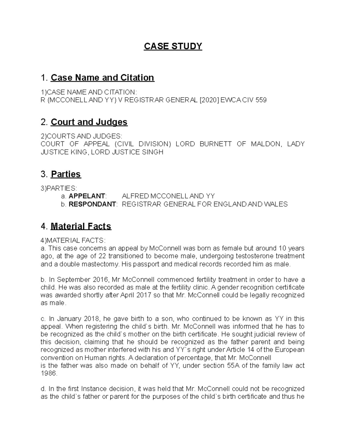 Case Study - DON - CASE STUDY 1. Case Name and Citation 1)CASE NAME AND ...