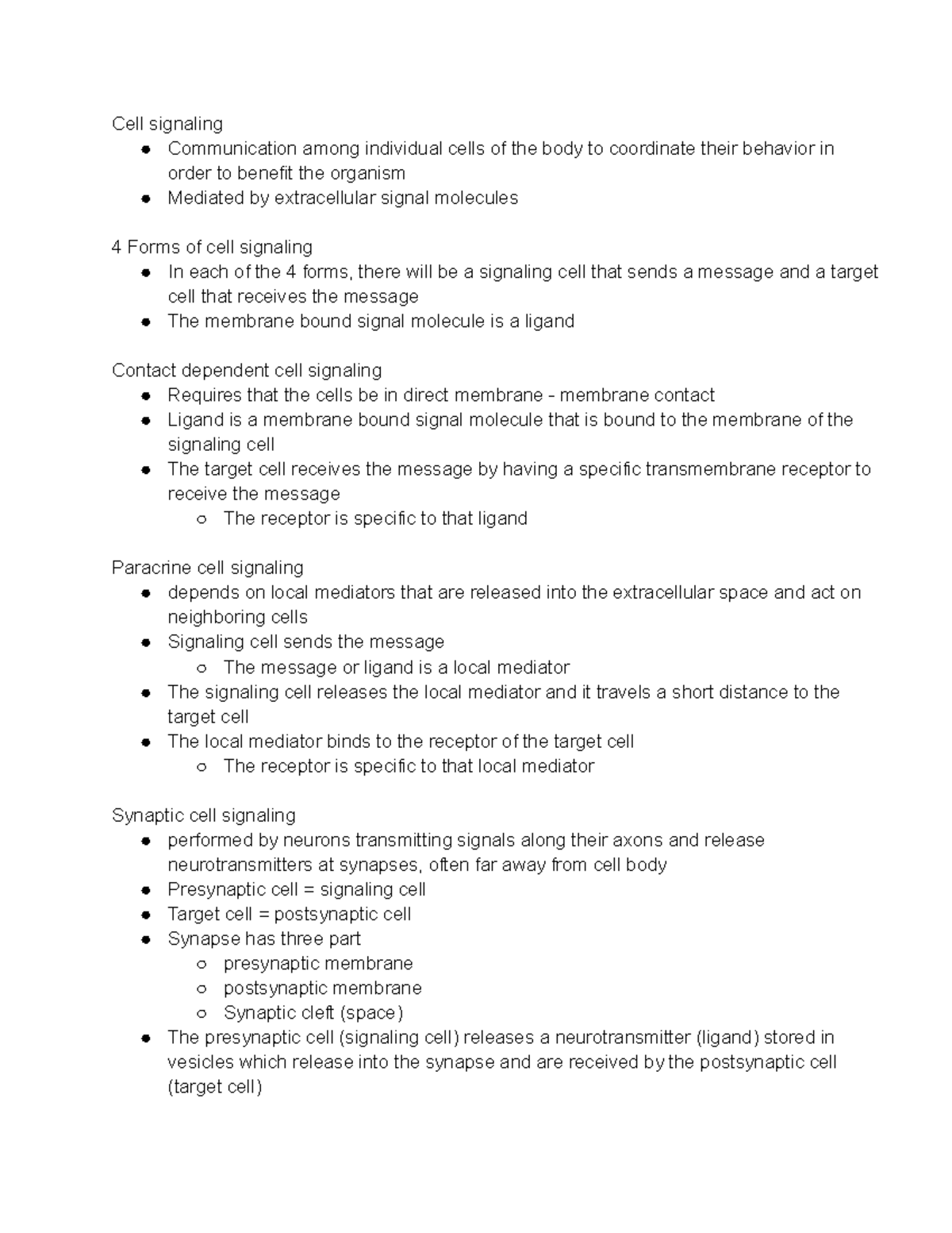 1. Cell signaling - Unit 1 Lecture Notes - Cell signaling Communication ...
