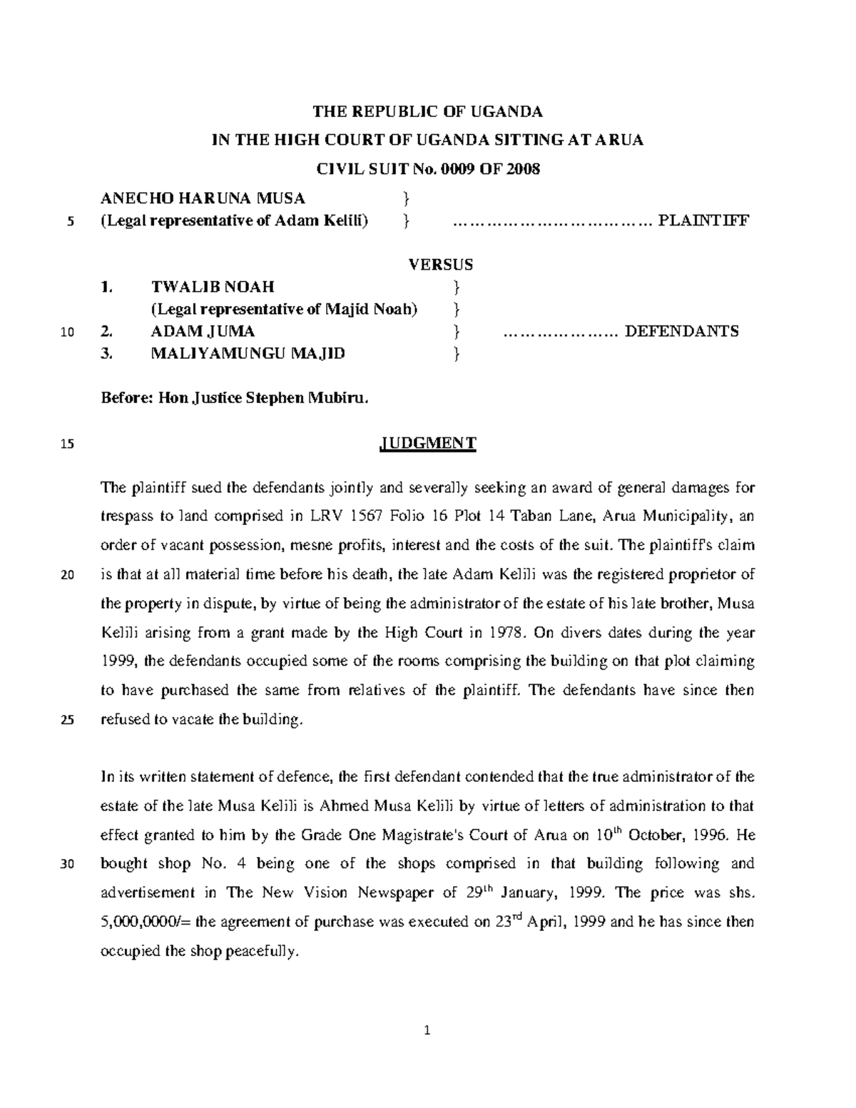 Administrator.is.legal.representative - THE REPUBLIC OF UGANDA IN THE ...