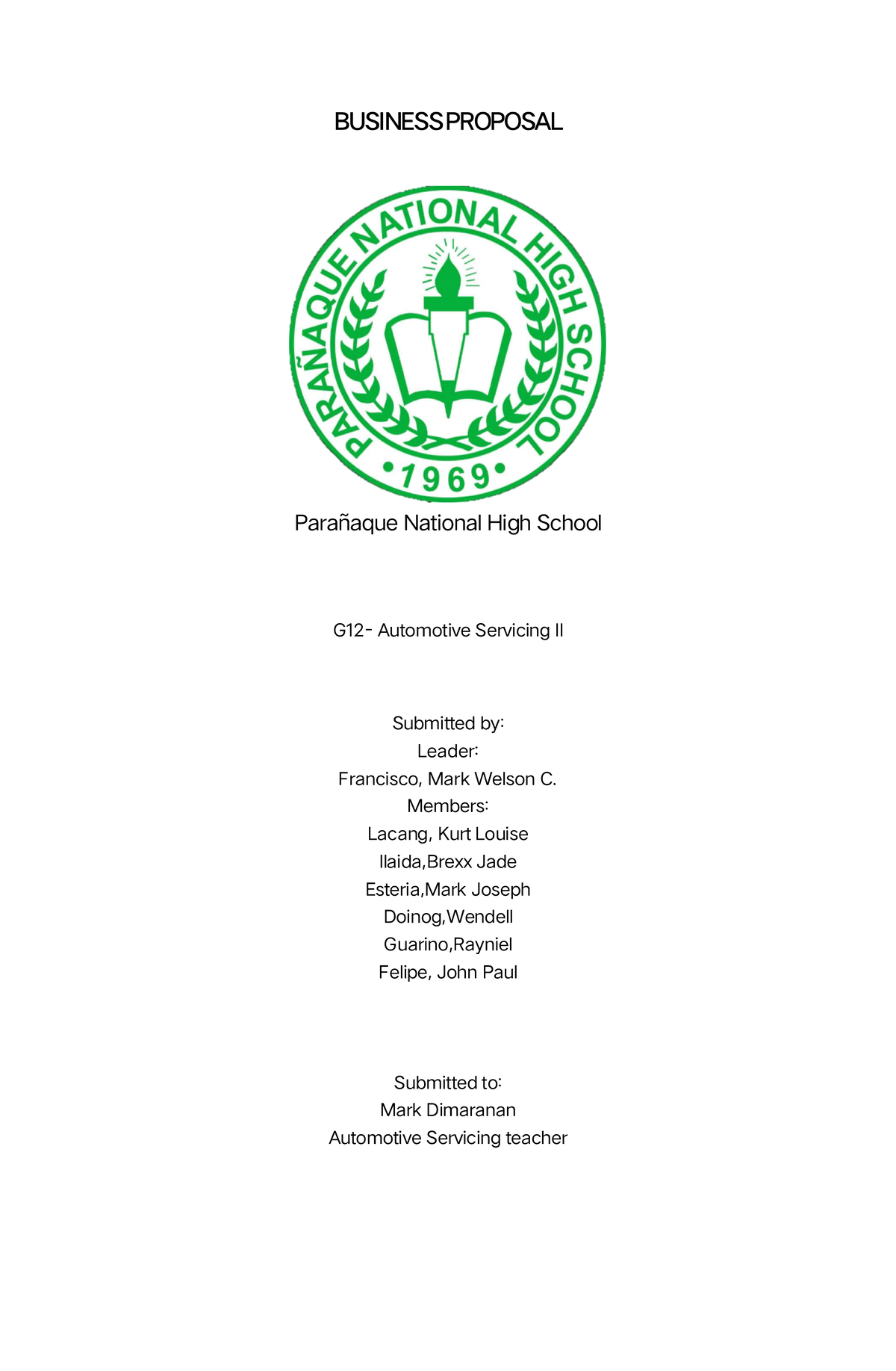 business proposal(TireXpert) - BUSINESSPROPOSAL Parañaque National High ...