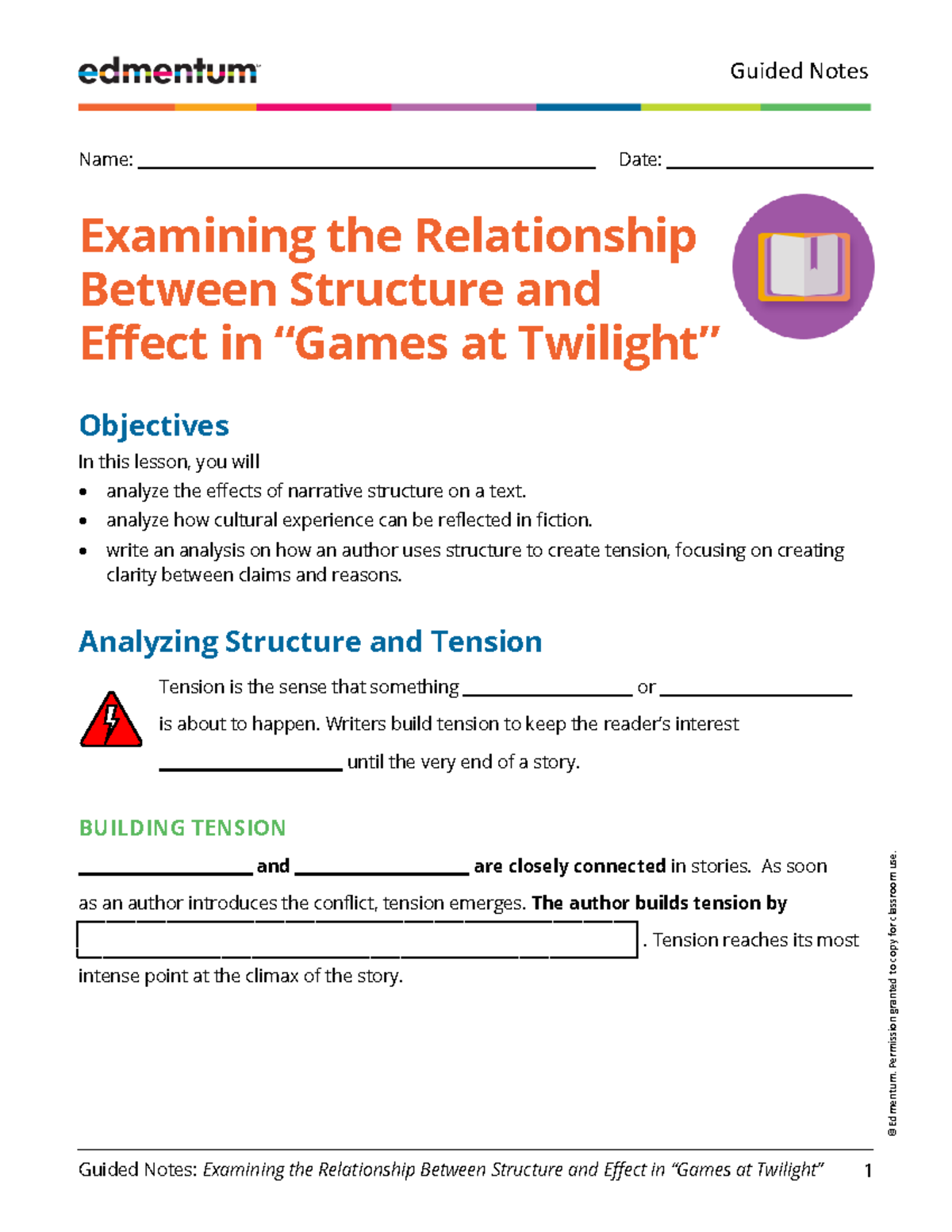Guided+Notes+-+English+9 A1-06 - ©Edmentum. Permission granted to copy ...