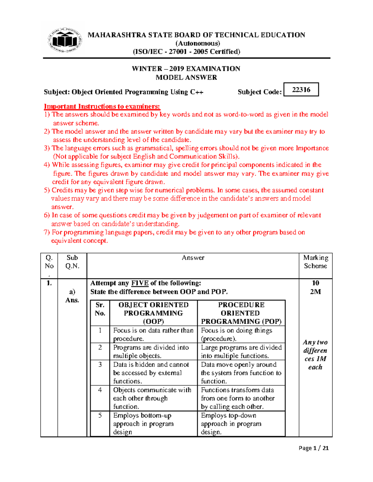 ANSWER - (Autonomous) (ISO/IEC - 27001 - 2005 Certified) WINTER – 2019 ...