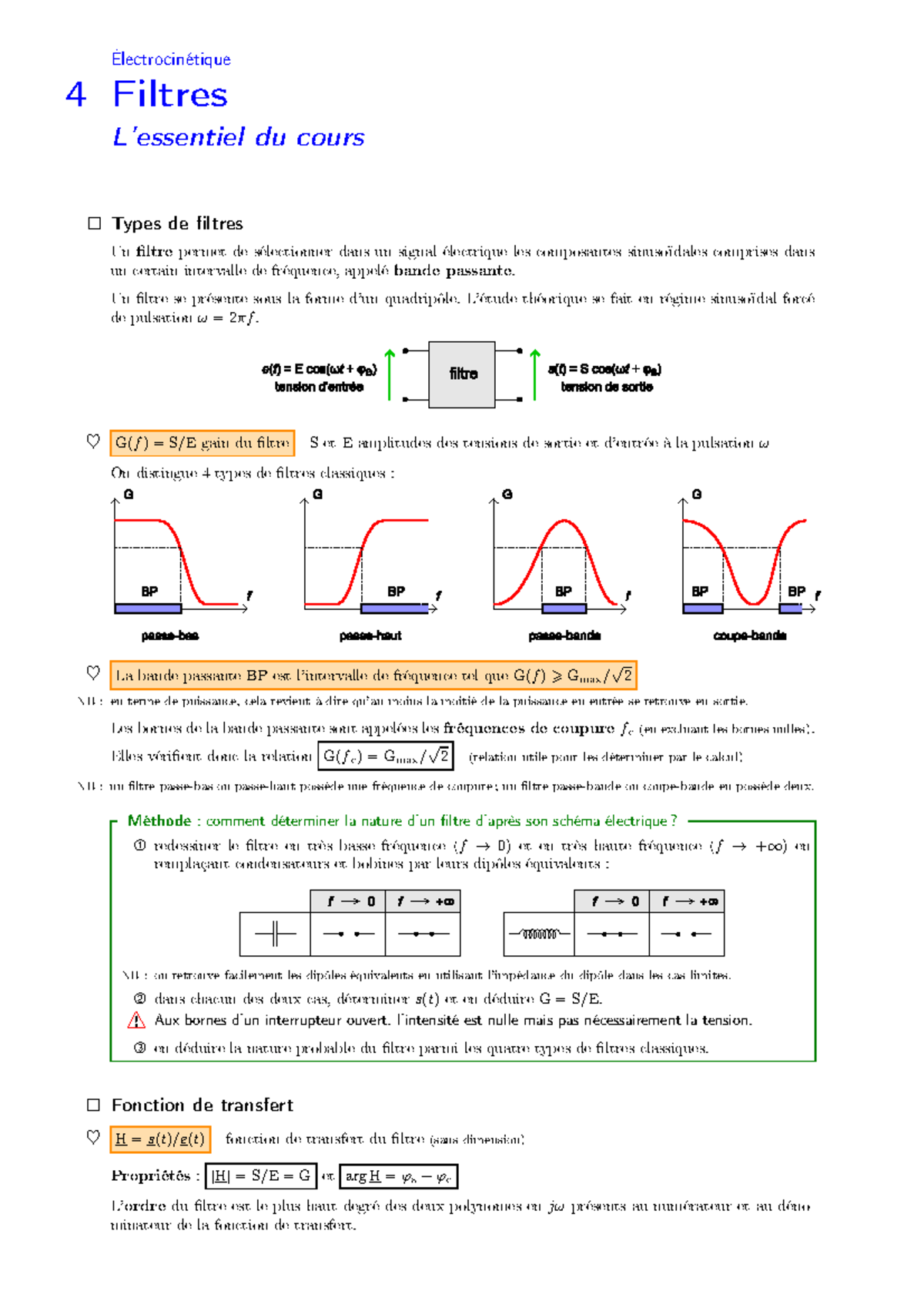 Electrocinétique filtres - Éle tro inétique 4 Filtres L'essentiel du ...