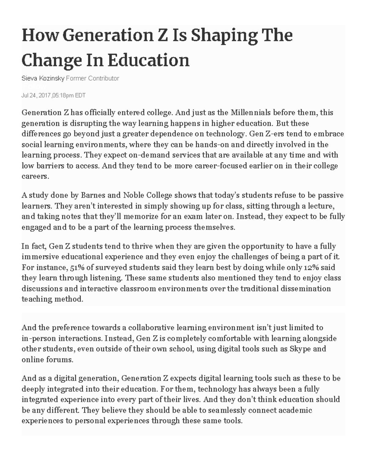 Copy of How Generation Z Is Shaping The Change In Education - How ...