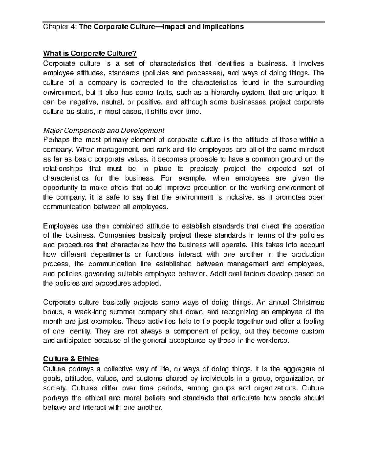 Chapter 004-Corporate-Culture - What is Corporate Culture? Corporate ...