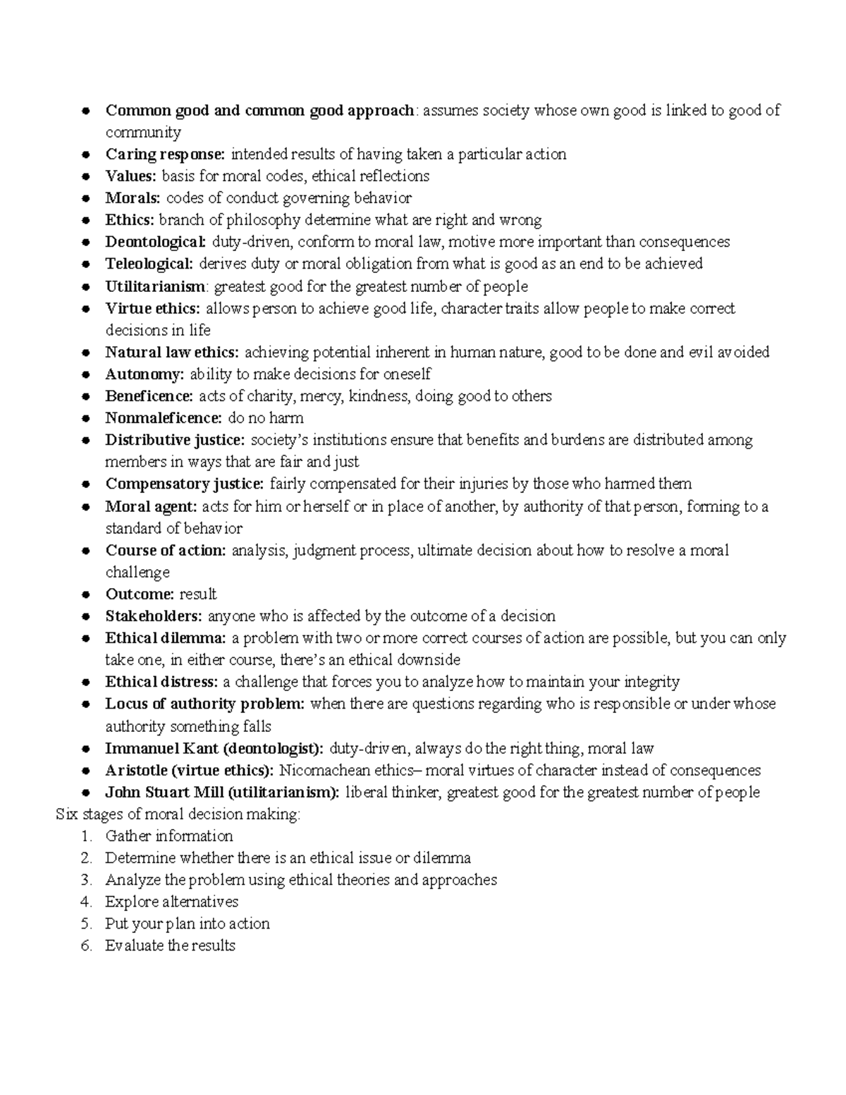 Ethics review sheet - Professor Ellison - Common good and common good ...