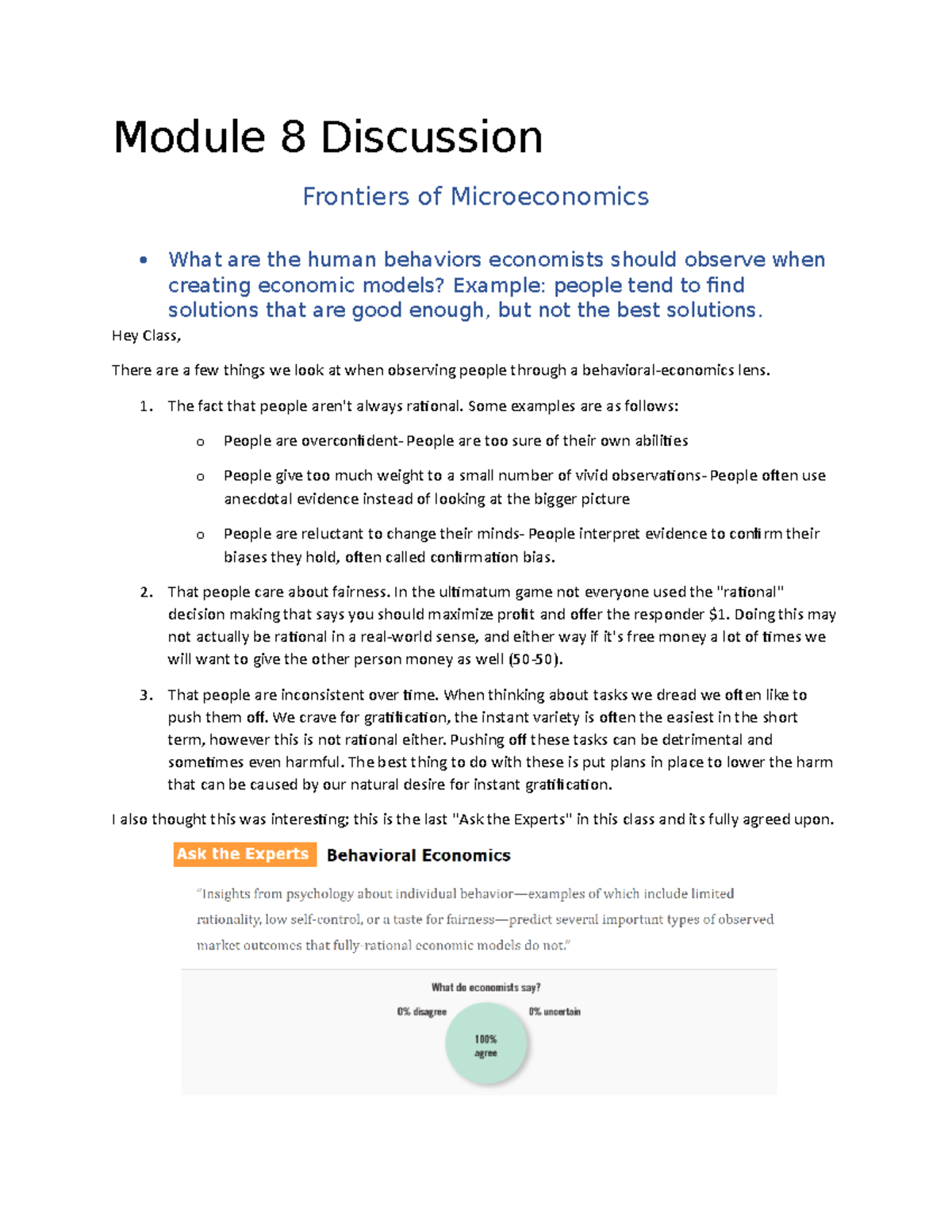 Module 8 - Simulation Discussion - Frontiers of Microeconomics - Module ...