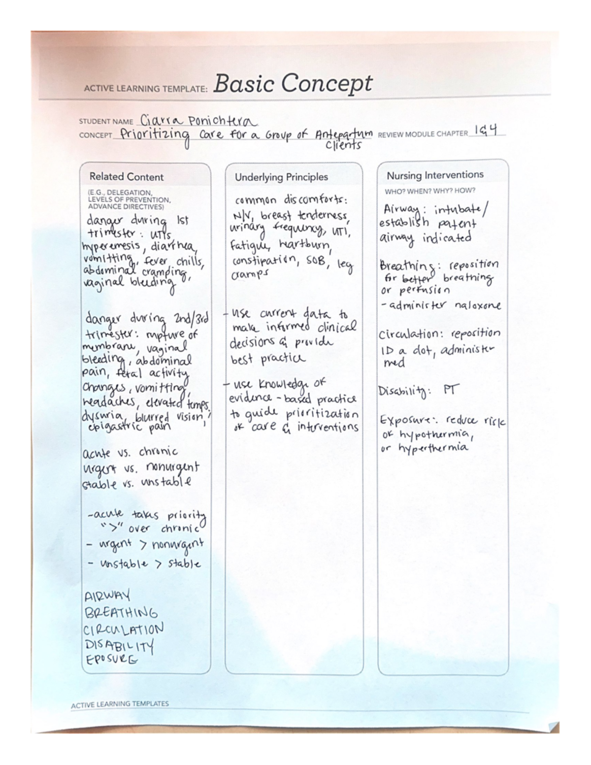Active Learning Template - NURS 460 - Studocu