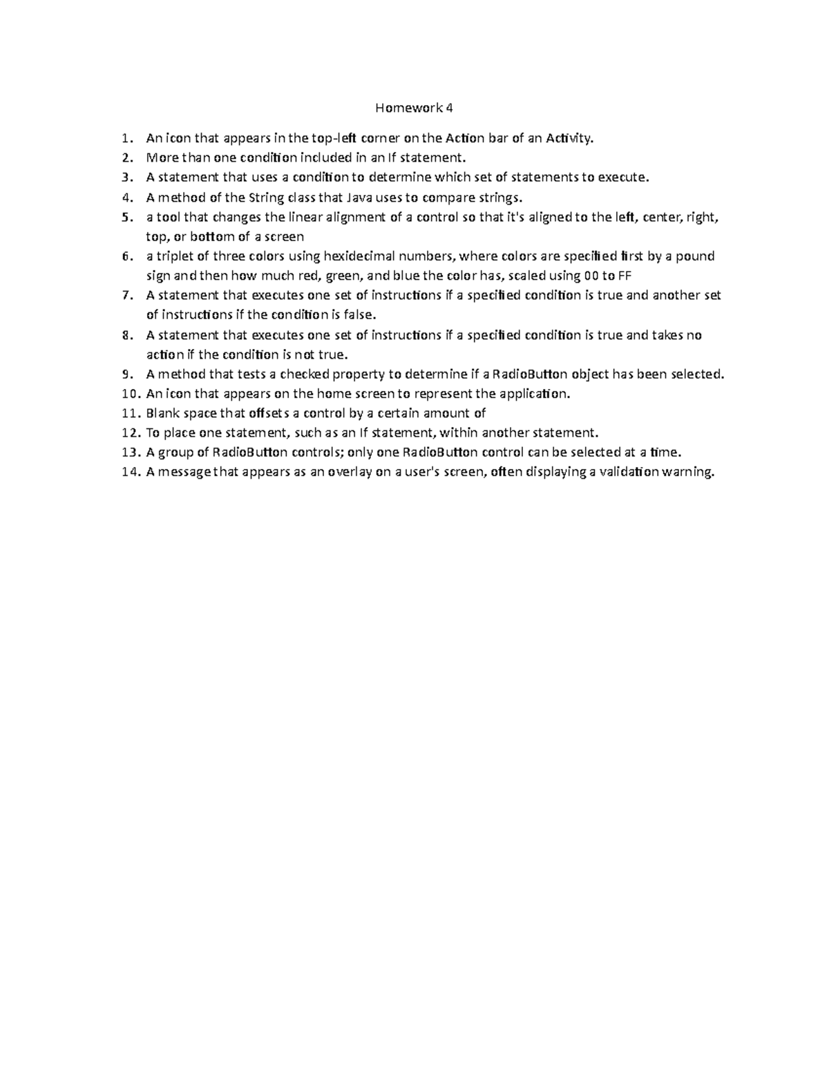 Homework 4 andriod - home work - Homework 4 An icon that appears in the ...