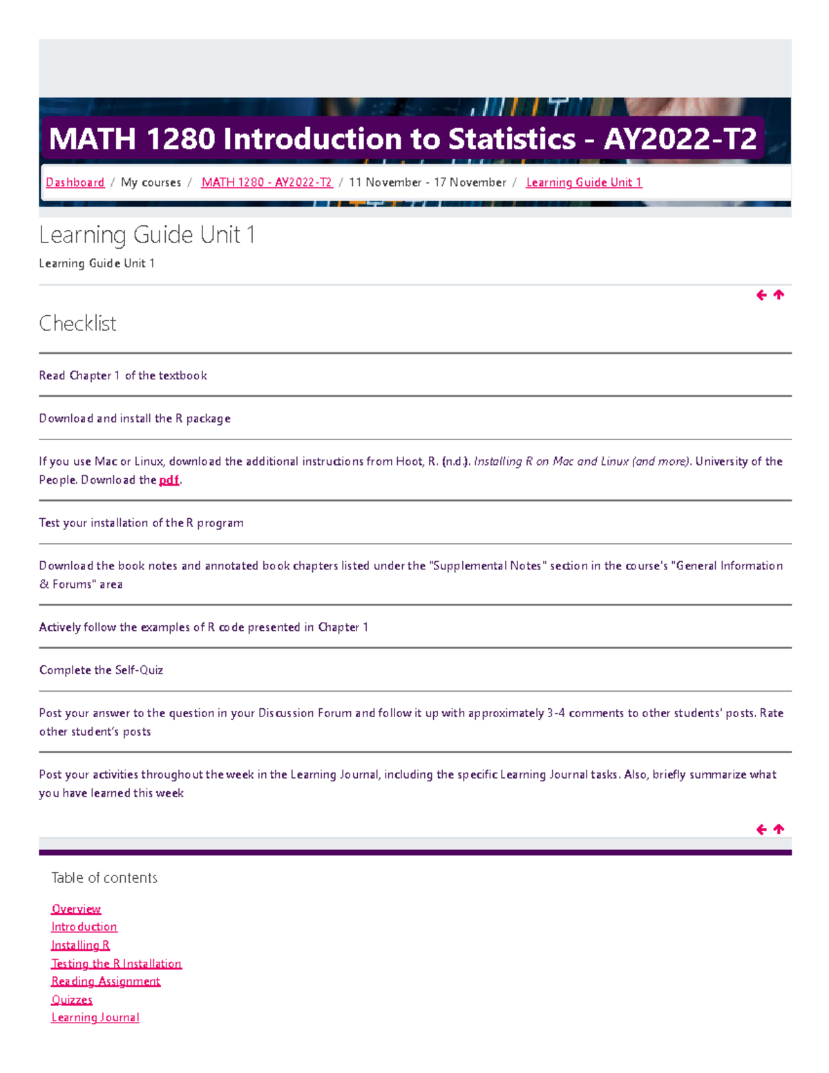 Learning Guide Unit 1 Checklist - MATH 1280 Introduction to Statistics ...