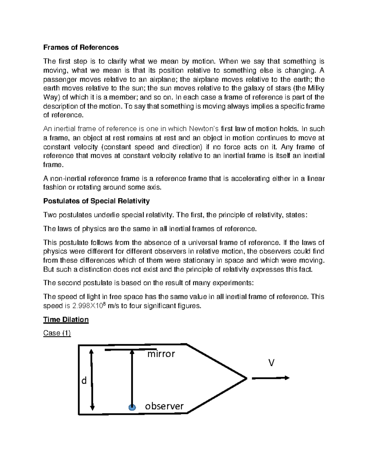 Relativity - Frames of References The first step is to clarify what we ...