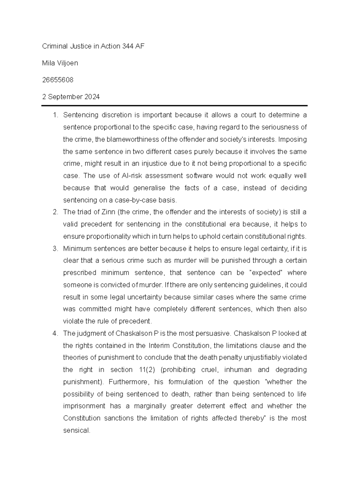 CJIA AF 2 - AF notes - Criminal Justice in Action 344 AF Mila Viljoen ...