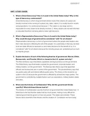 Unit 4 Study Guide: Institutions - 04/03/ AP Government Study Guide ...