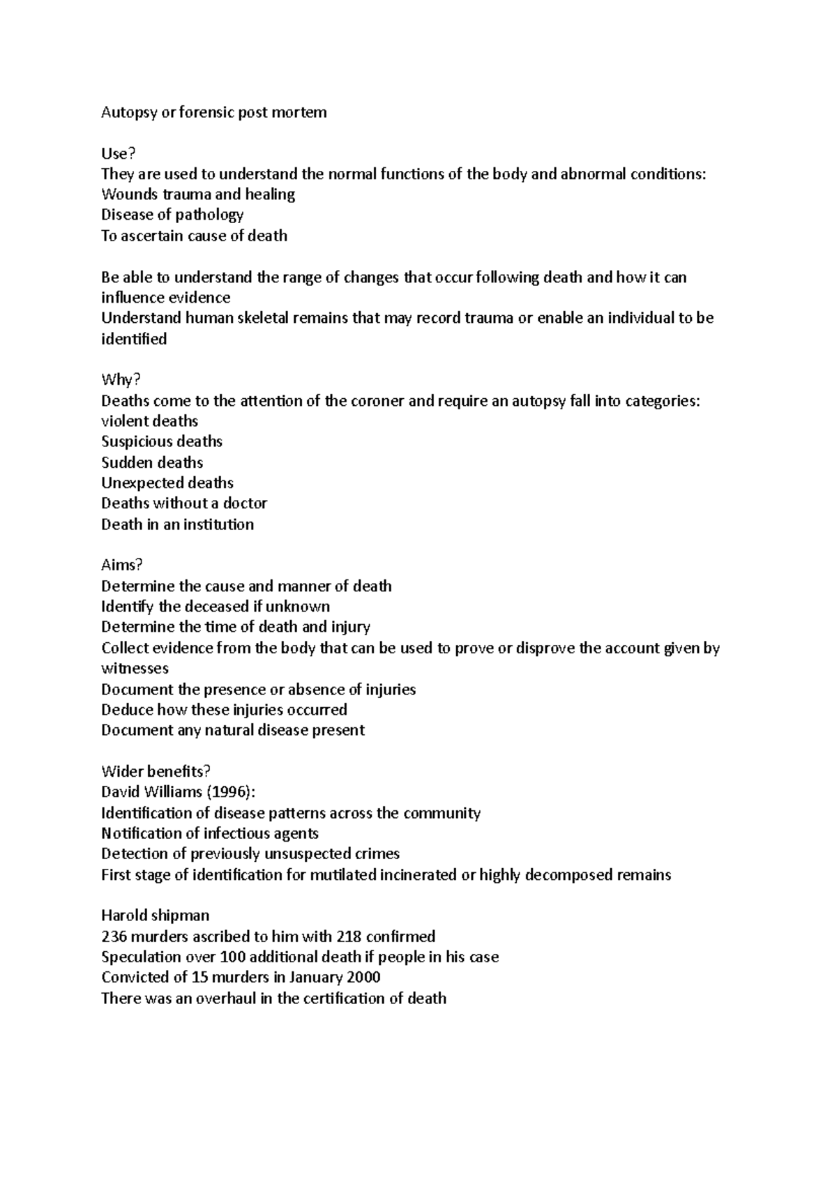 Autopsy or forensic post mortem - Autopsy or forensic post mortem Use ...