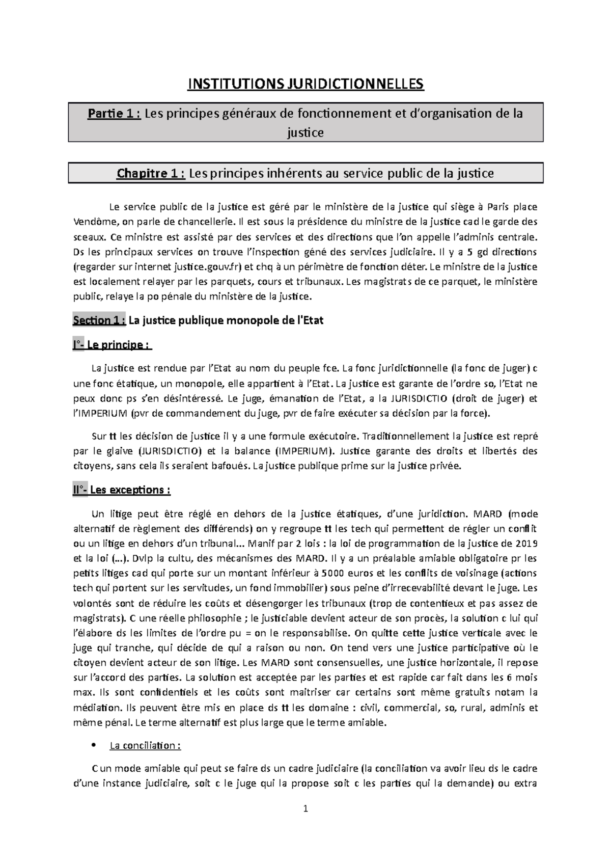 Chapitre n°1 - Les principes inhérents au service public de la justice ...