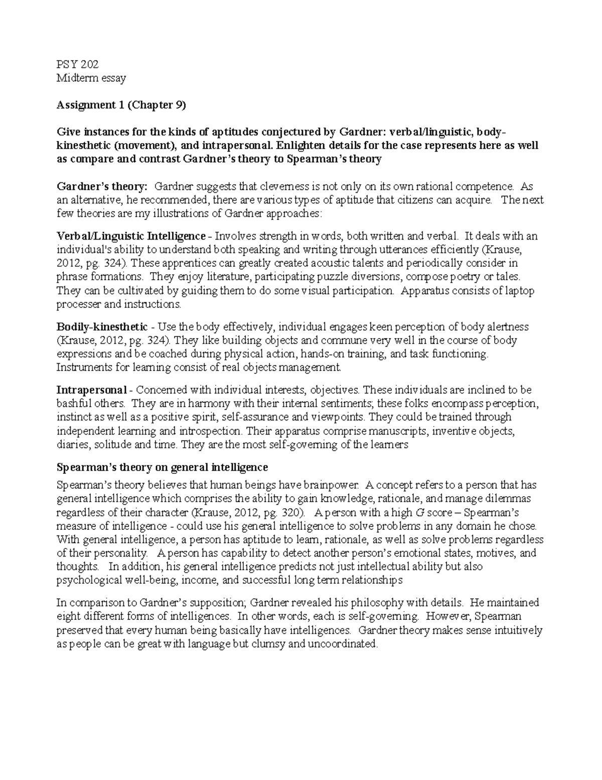 Final draft of PSY 202 Midterm Essay - PSY 202 Midterm essay Assignment ...