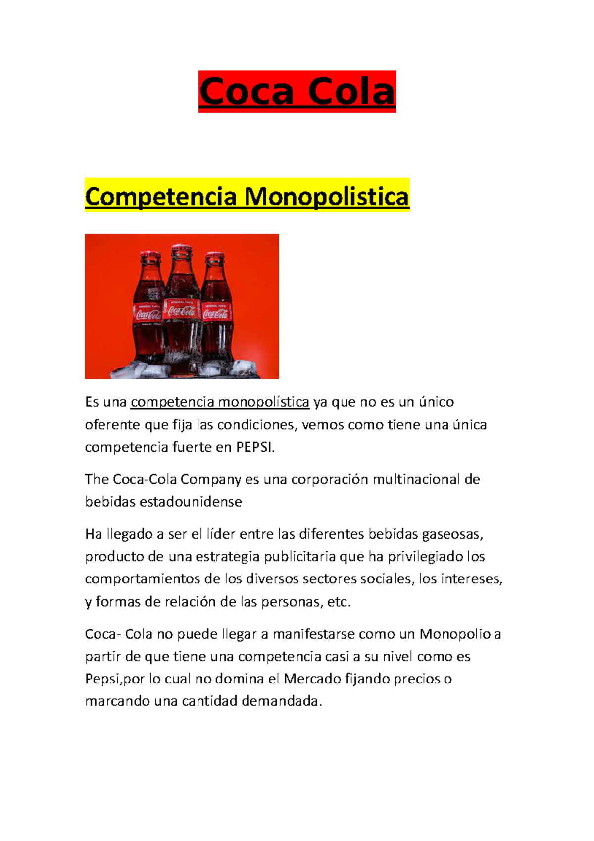 Coca cola infografia - Coca Cola Competencia Monopolistica Es una ...