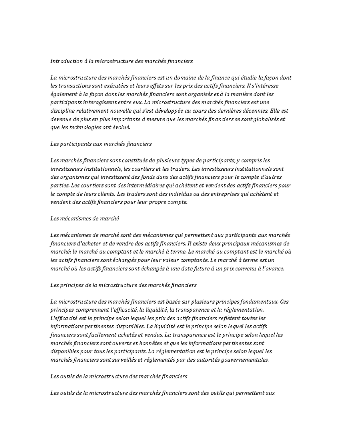 Financial Market Microstructure note study - Introduction à la ...