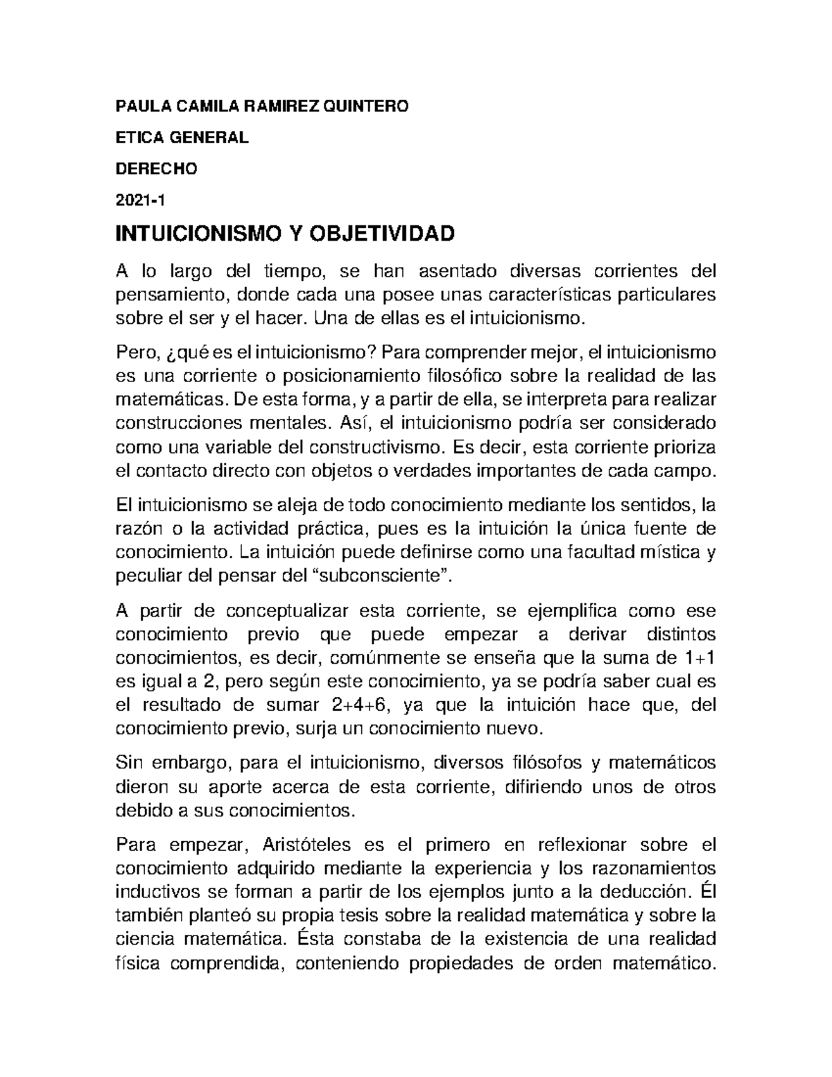 intuicionismo y objetividad - PAULA CAMILA RAMIREZ QUINTERO ETICA ...