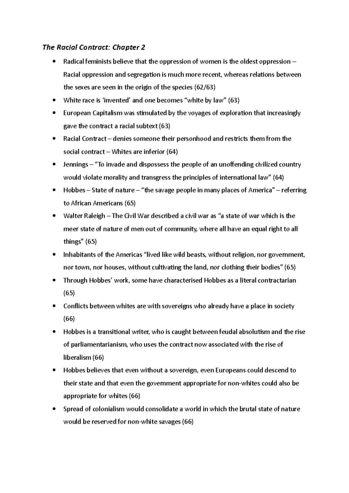 Week 4 - notes - The Racial Contract: Chapter 2 Radical feminists ...
