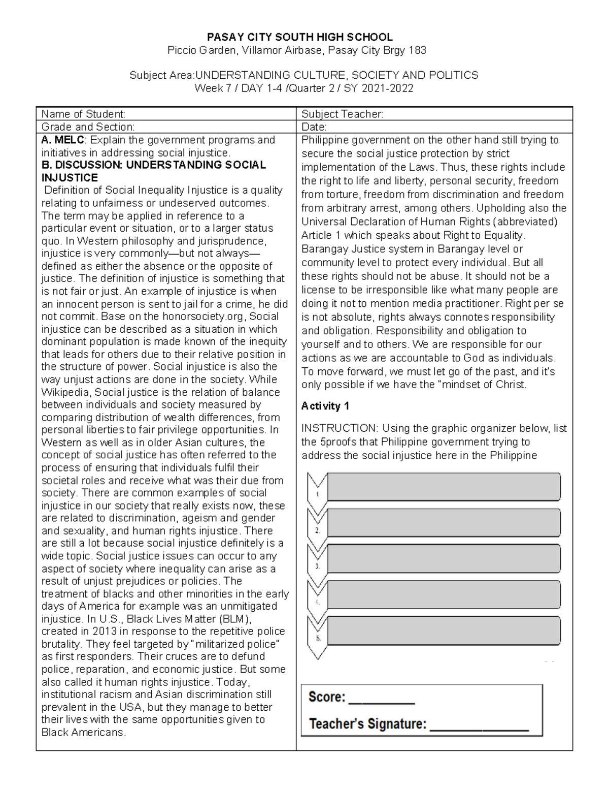 EXERCISE: Indicate whether it is an increase (+), decrease (-), or no ...