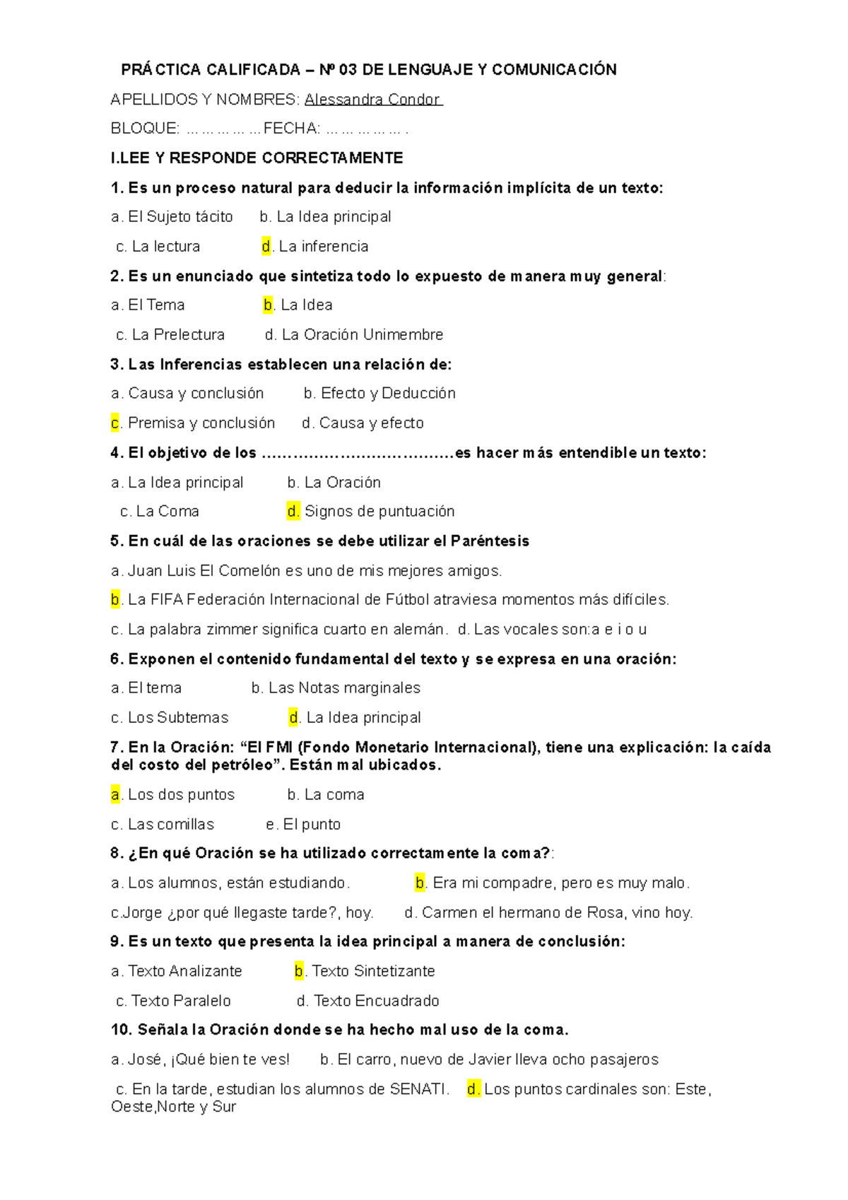 Práctica Calificada Nº 03 DE Lenguaje-20 Preguntas - PRÁCTICA CALIFICADA – Nº 03 DE LENGUAJE Y ...