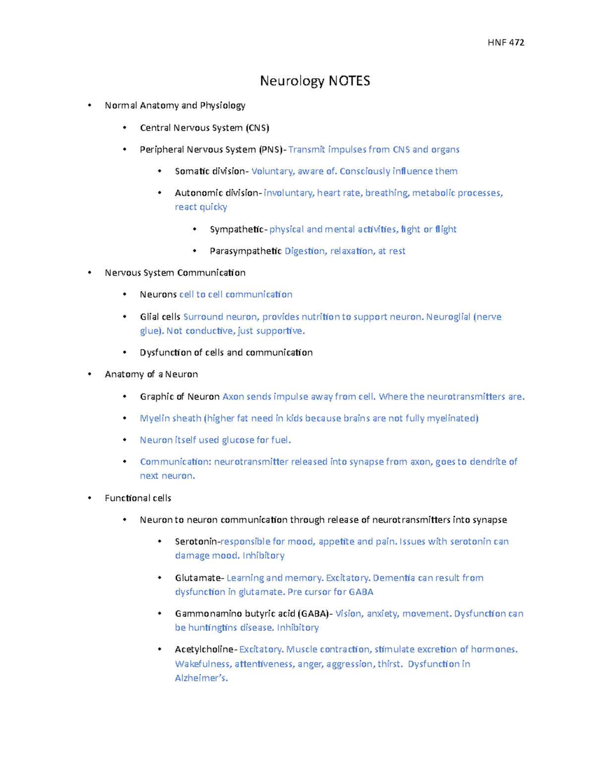 Neurology Stroke Notes - Neurology NOTES Normal Anatomy and Physiology ...