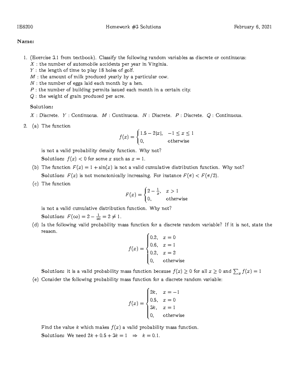 Homework 3 Solutions - IE6200 Homework #3 Solutions February 6, 2021 Name: (Exercise 3 from ...