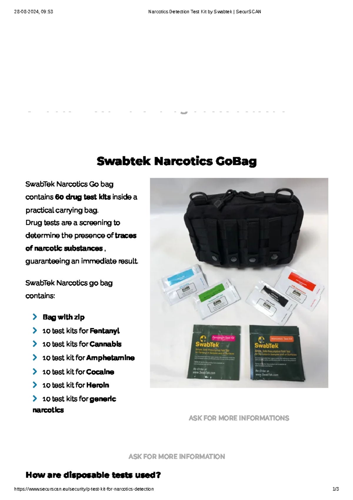 Narcotics Detection Test Kit by Swabtek Secur SCAN - Swabtek Narcotics ...