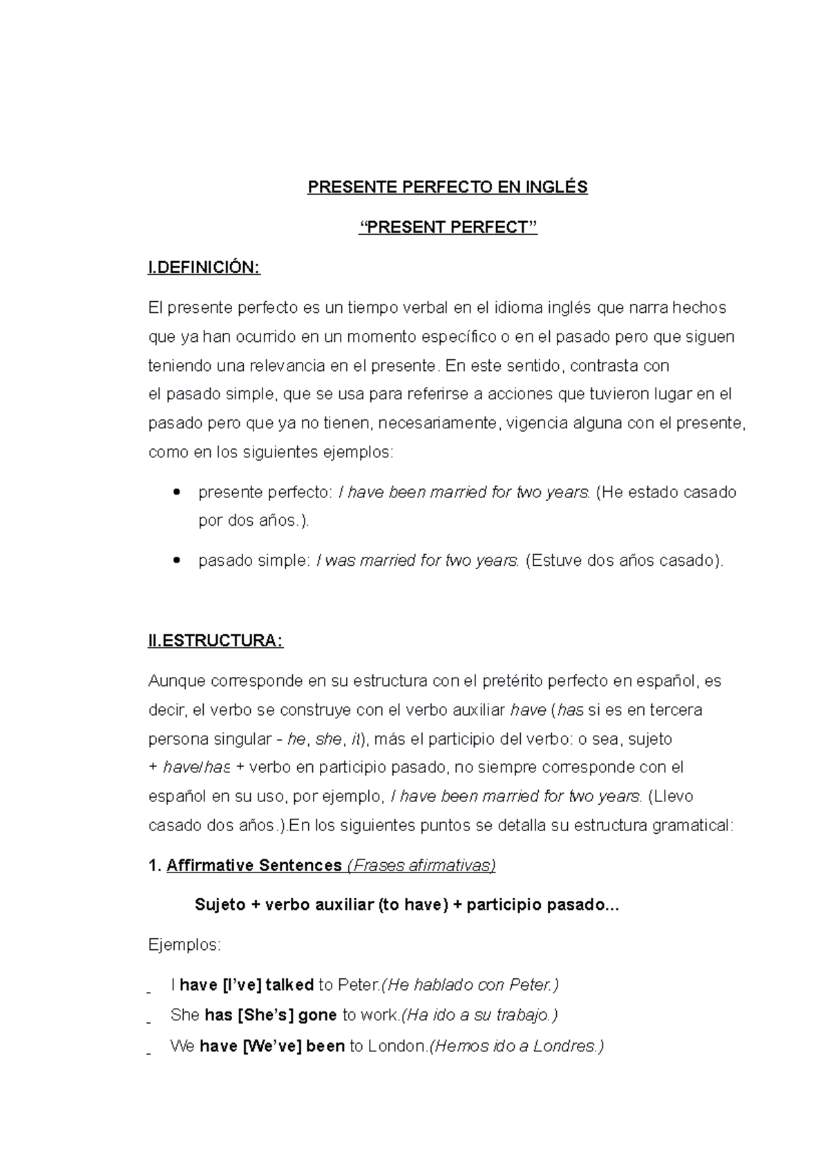 EL Presente Perfecto EN Inglés - PRESENTE PERFECTO EN INGLÉS “PRESENT ...