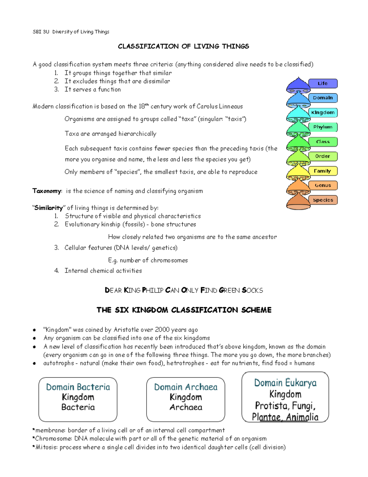SBI 3U Classification of Living Things - SBI 3U Diversity of Living ...