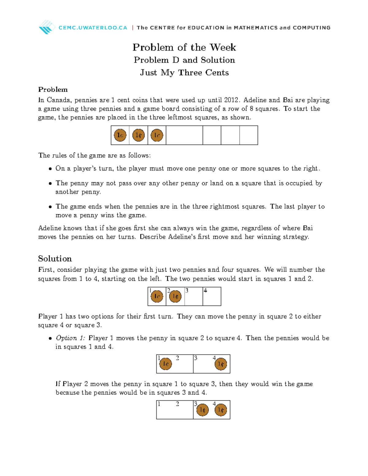 Potwd 21 C 23 S - .math worksheet - Problem of the Week Problem D and ...