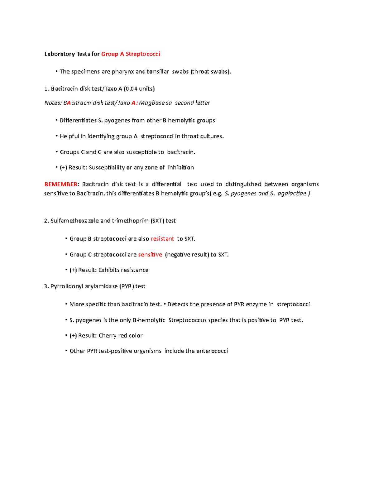 Group A Streptococci - Laboratory Tests for Group A Streptococci The ...
