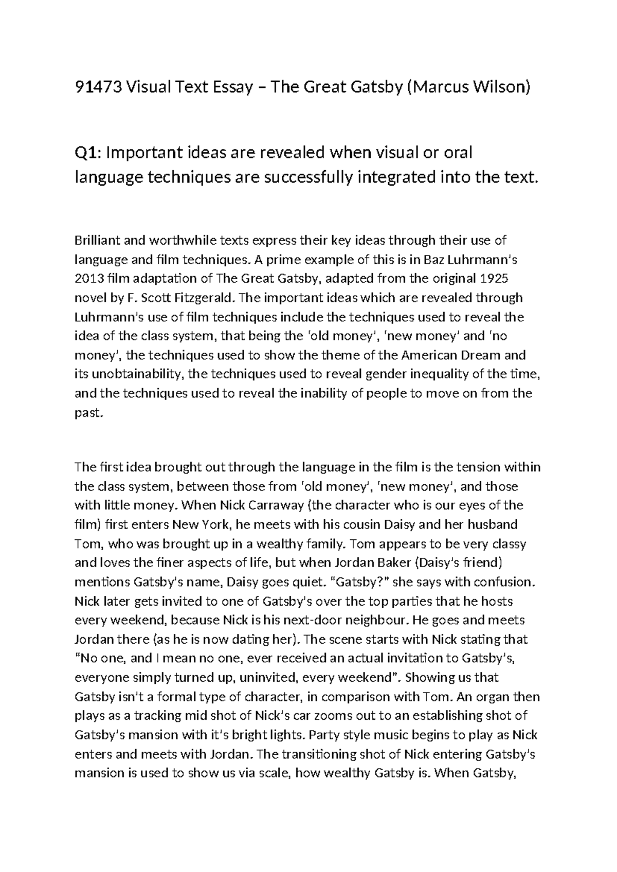 91473 Visual Text Essay (Marcus Wilson) - 91473 Visual Text Essay – The ...