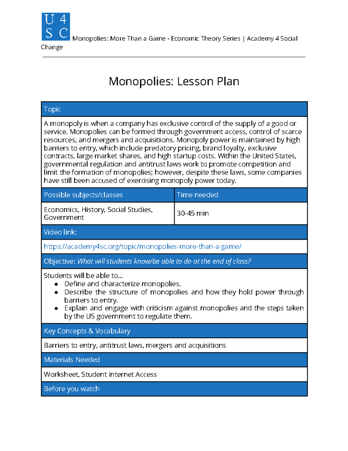 Monopolies-lesson - Gives Knowledge to students - Monopolies: More Than ...