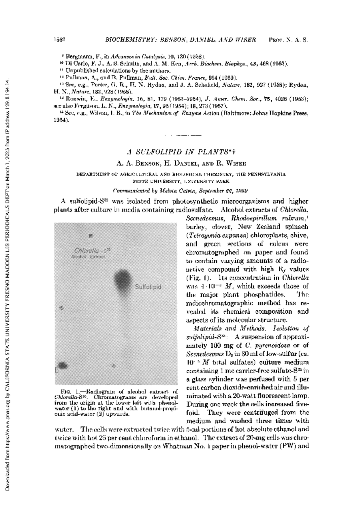 Pnas.45 - science - 1582 BIOCHEMISTRY: BENSON, DANIEL, AND WISER PROC ...