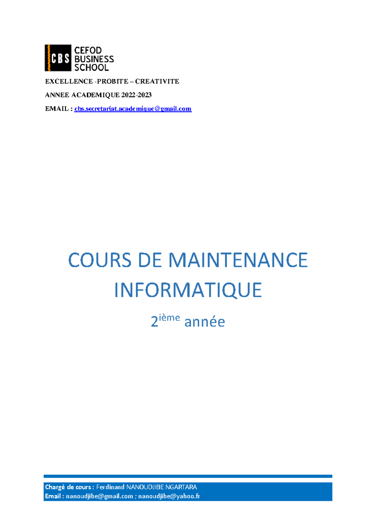 716328183 Cours de Maintenance Info - EXCELLENCE - PROBITE – CREATIVITE ...